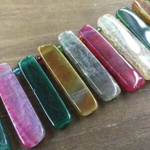 Multi-color Agate Slab Beads Dyed Agate Point Beads Agate Stick Slice ...