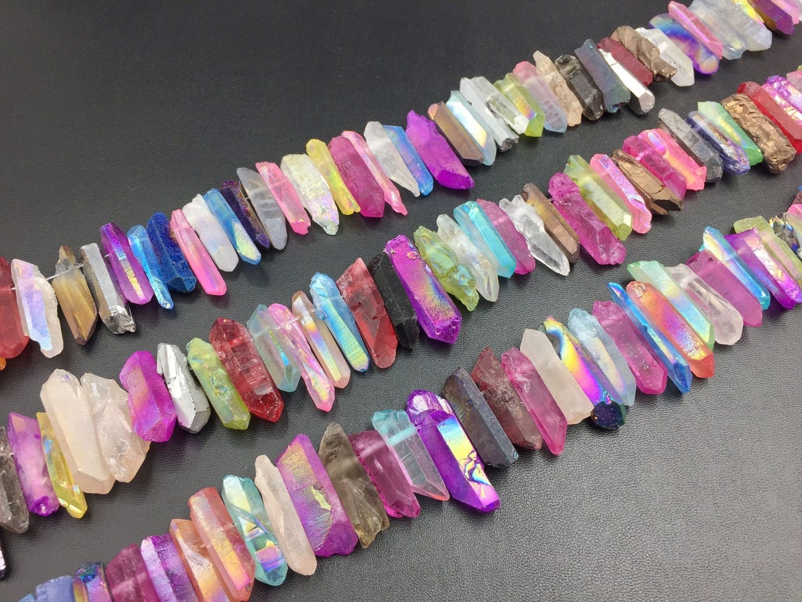 Mulitcolor Raw Crystal Points Raw Quartz Point Beads Mix Color | Etsy
