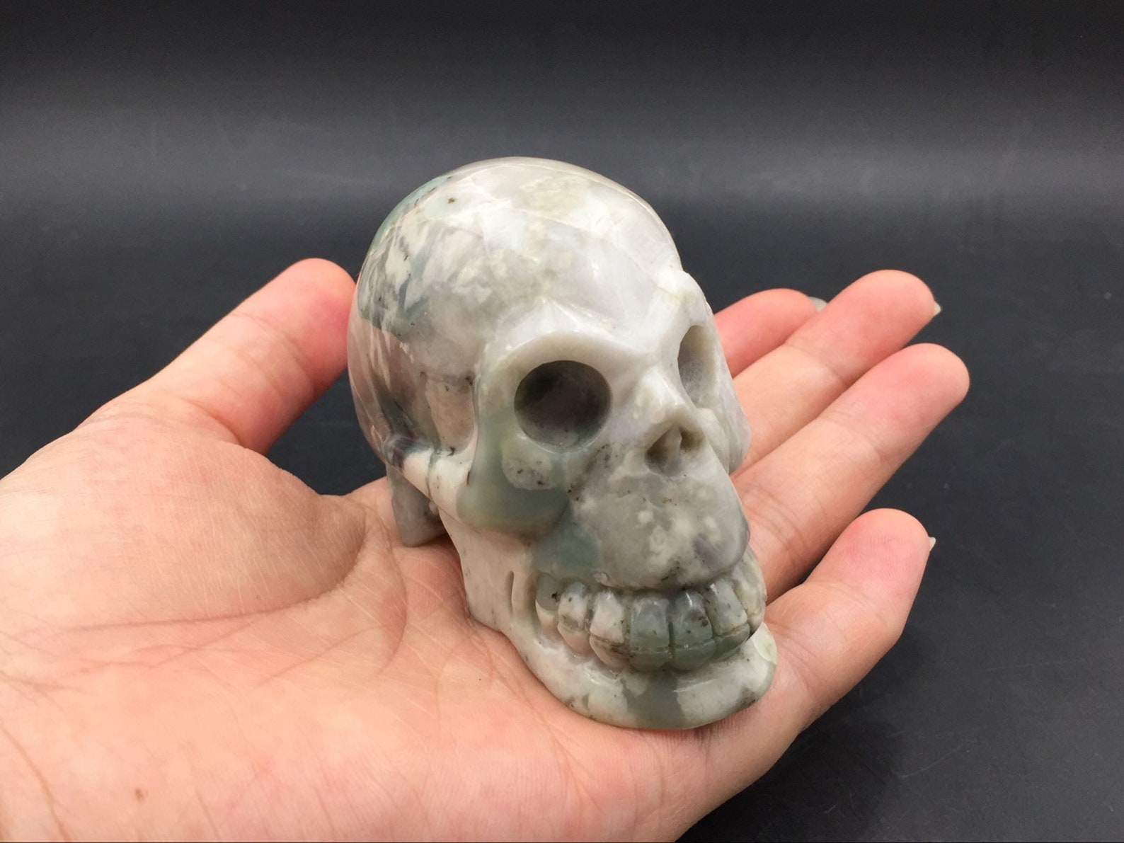 3 White&green Jade Skull Realistic Carving Crystal Skull - Etsy
