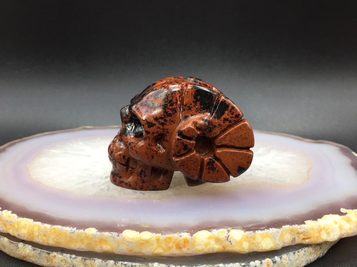 Red Obsidian Demon Skull Realistic Human Skull With Horns | Etsy