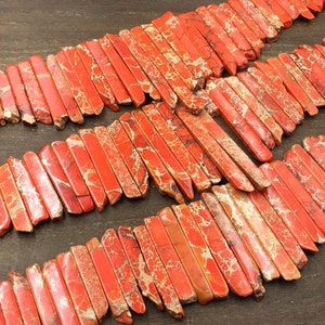 Orange Jasper Beads Sea Sediment Jasper Stick Slice Spike Beads Points ...