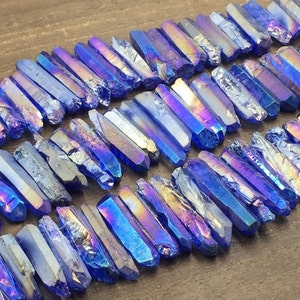 Raw Aura Blue Quartz Crystal Points Purplish Blue Quartz Points ...