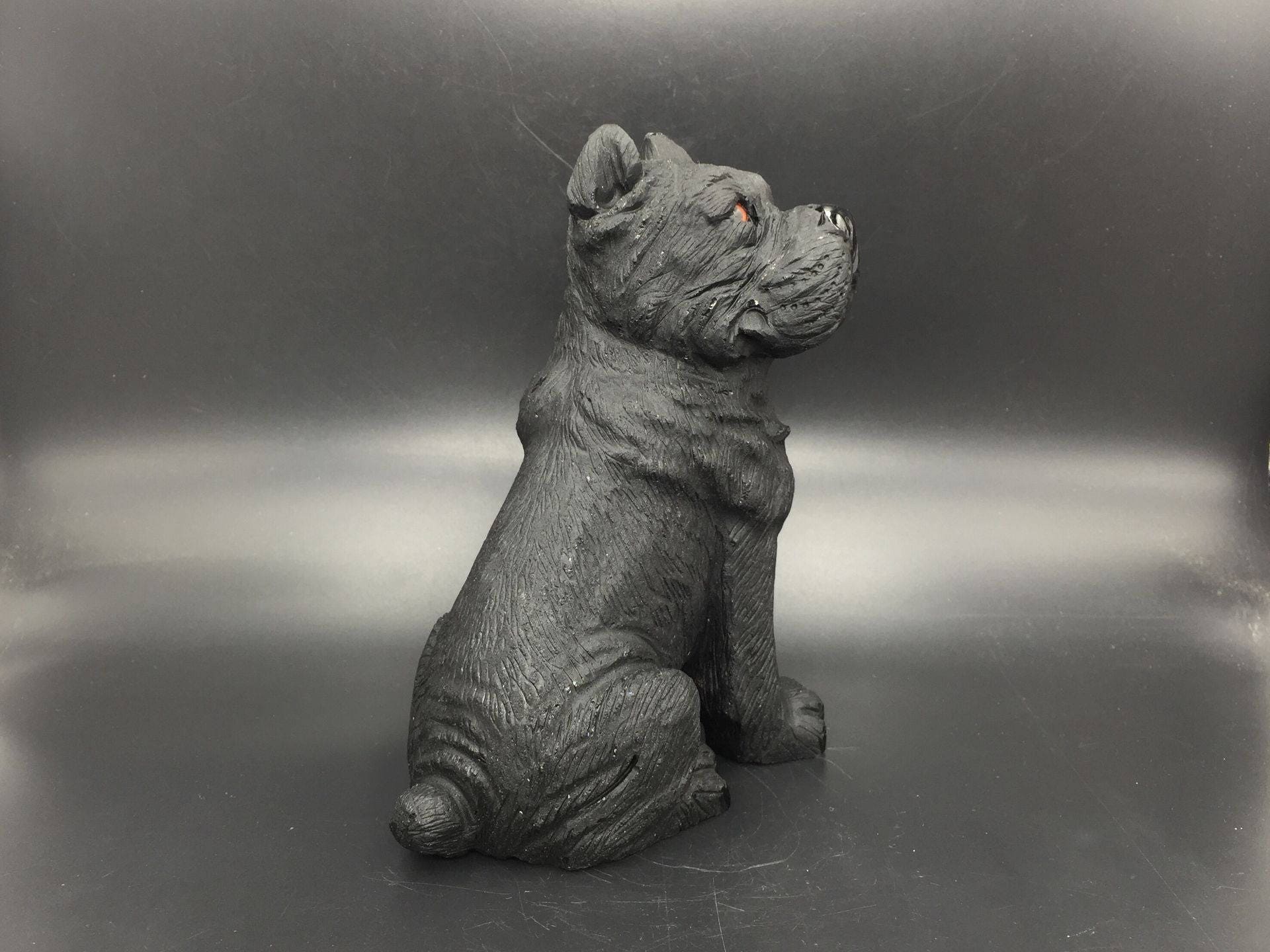 Cane Corso Dog Figurine Realistic Black Obsidian Dog Sculpture Crystal ...