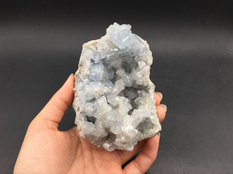 Raw Celestite Crystal Geode Cluster Light Blue Celestite Geode | Etsy