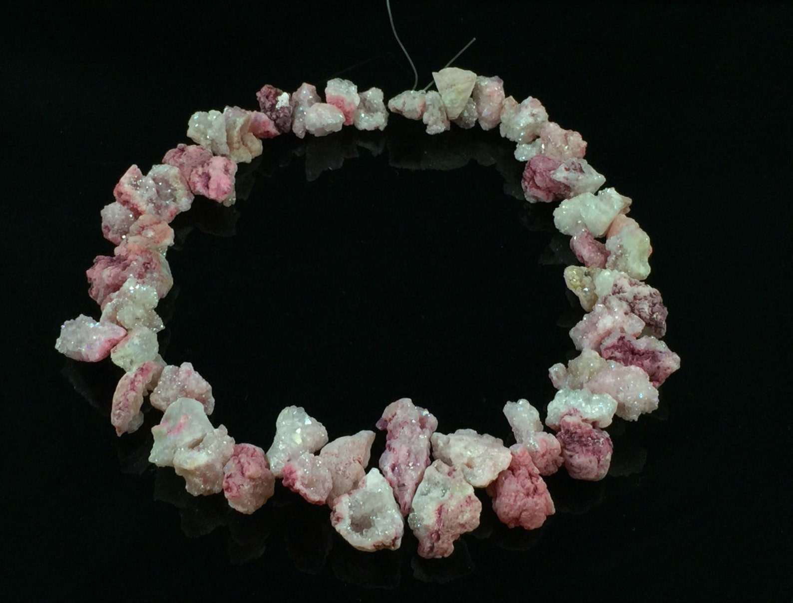 Pink Druzy Geode Beads Aura Quartz Druzy Nugget Beads Freeform | Etsy