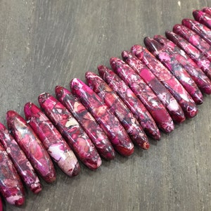 Graduated Fuchsia Pink Jasper Beads Full Strand Jasper Points Gemstone ...