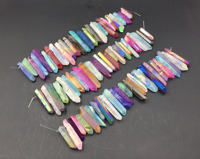 Mulitcolor/mix Color Raw Quartz Crystal Points Top Drilled Crystal ...
