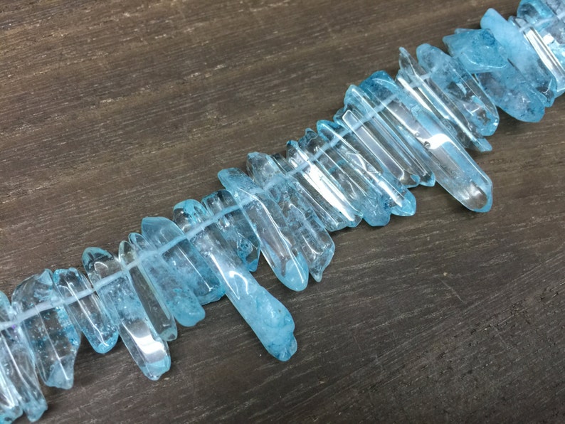 Tiny Blue Crystal Points Polished Crystal Quartz Point Beads - Etsy