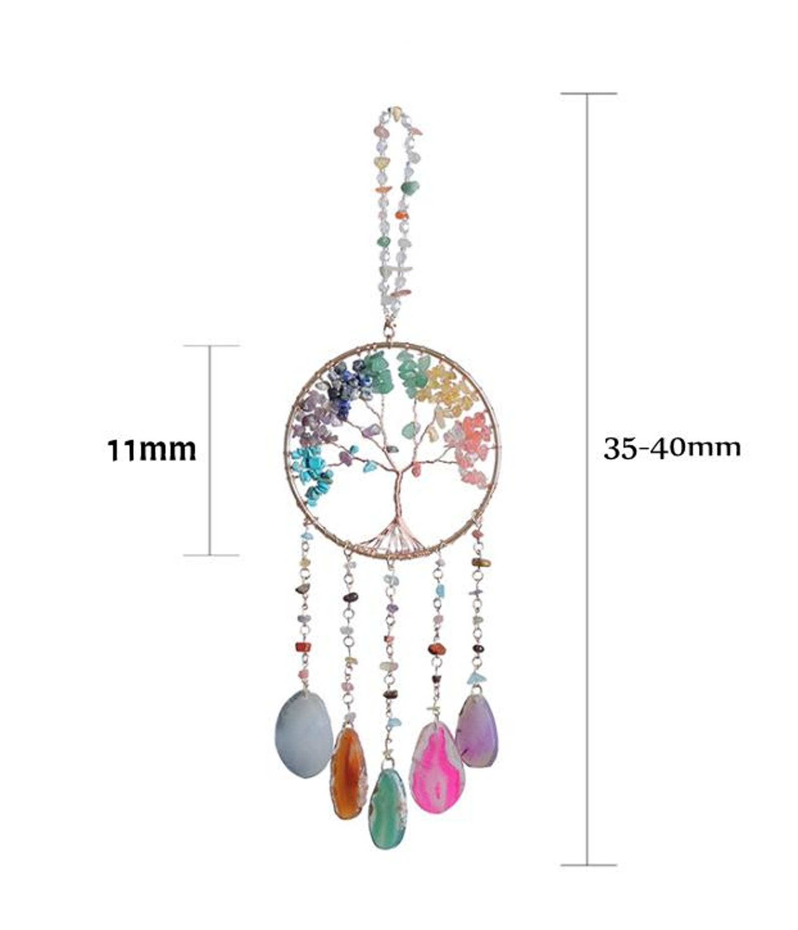 7 Chakra Tree of Life Windchime Mix Color Agate Slice Windchime Agate ...