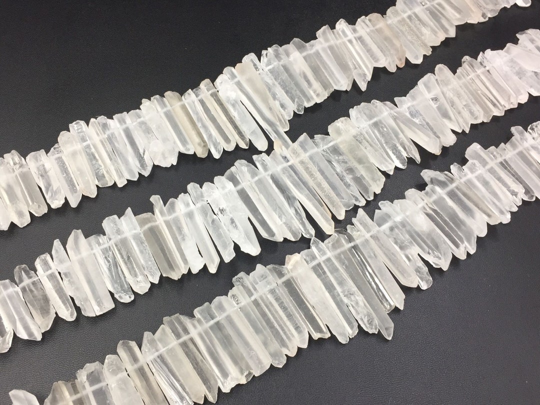 Raw Slender Quartz Crystal Point Beads Graduated Matte Crystals Raw ...