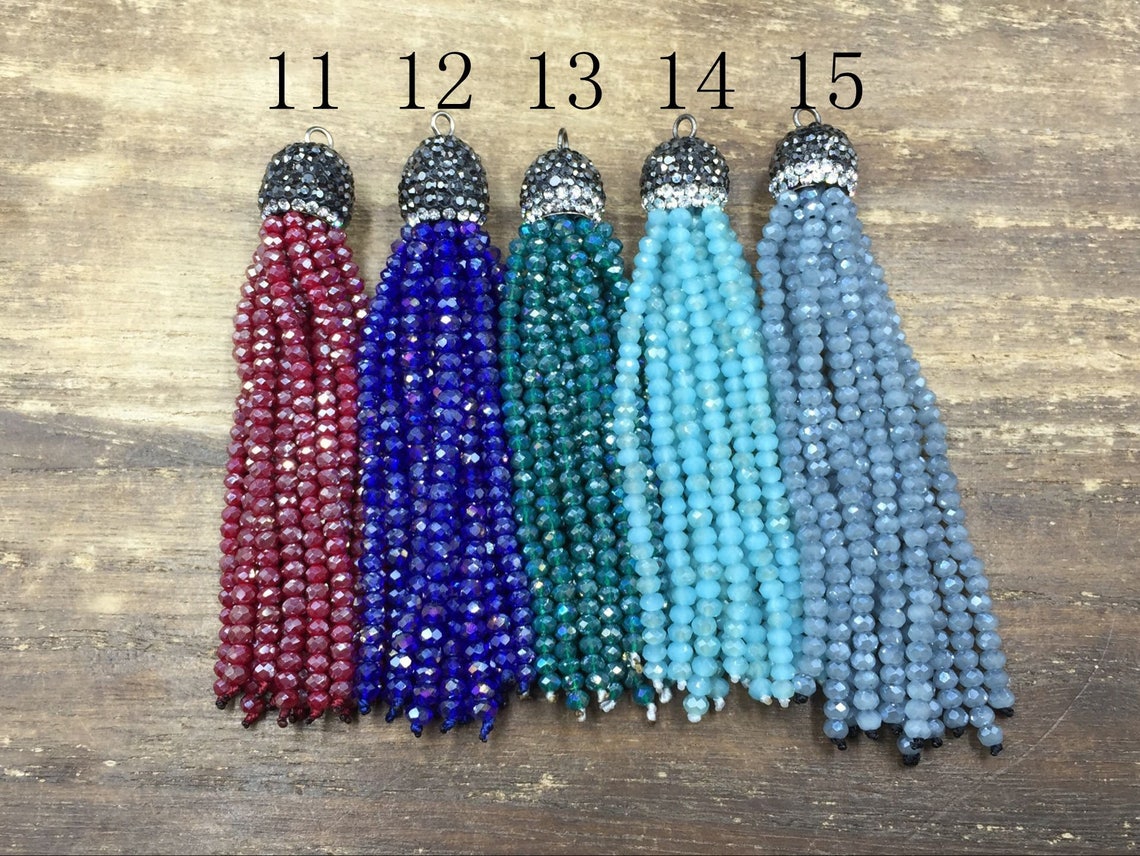 Wholesale Crystal Tassel Pendant Pave Tassel Pendant Glass Beads Tassel ...
