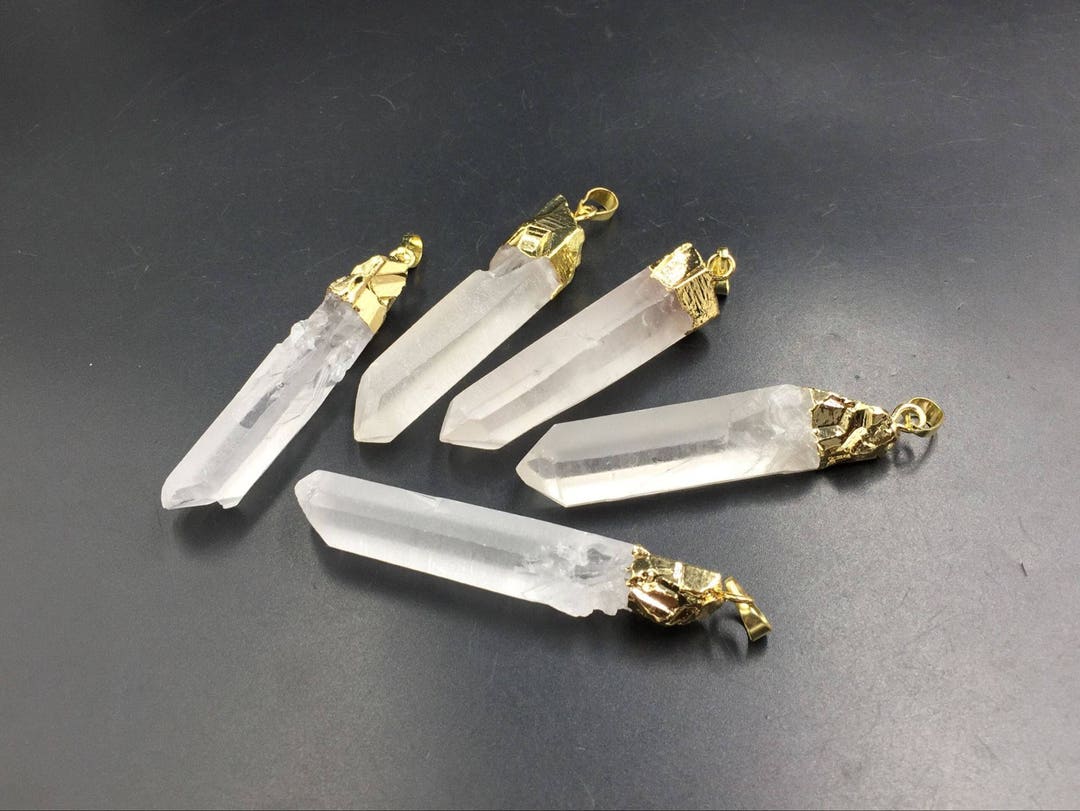 Wholesale Raw Quartz Point Pendant Rock Crystal Quartz Pendant Gold ...