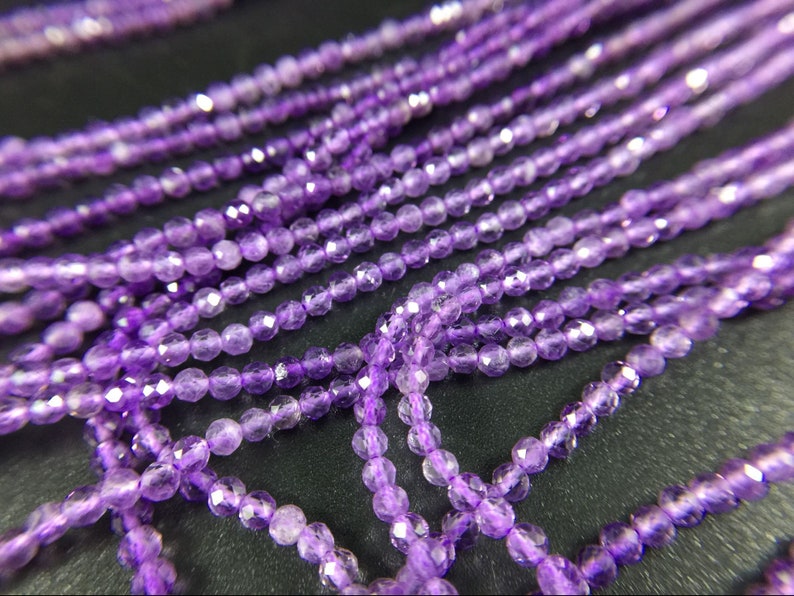 2mm Faceted Amethyst Round Beads Micro Faceted Amethyst Quartz | Etsy