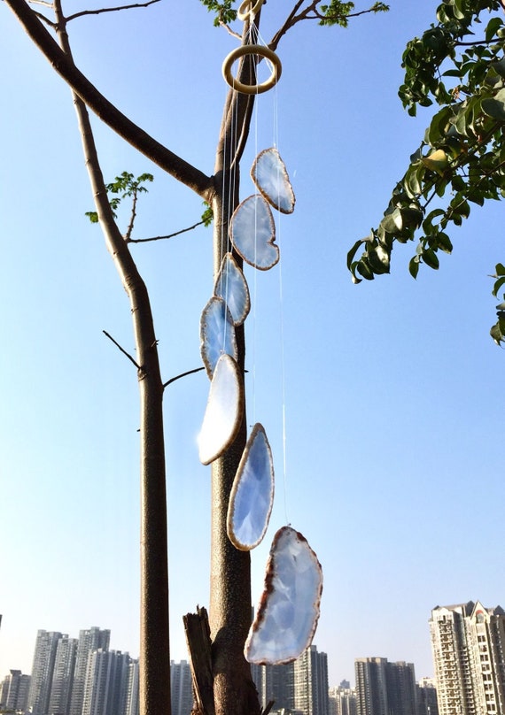 Blue Agate Windchime Agate Slice Wind Chime Gemstone Stone | Etsy