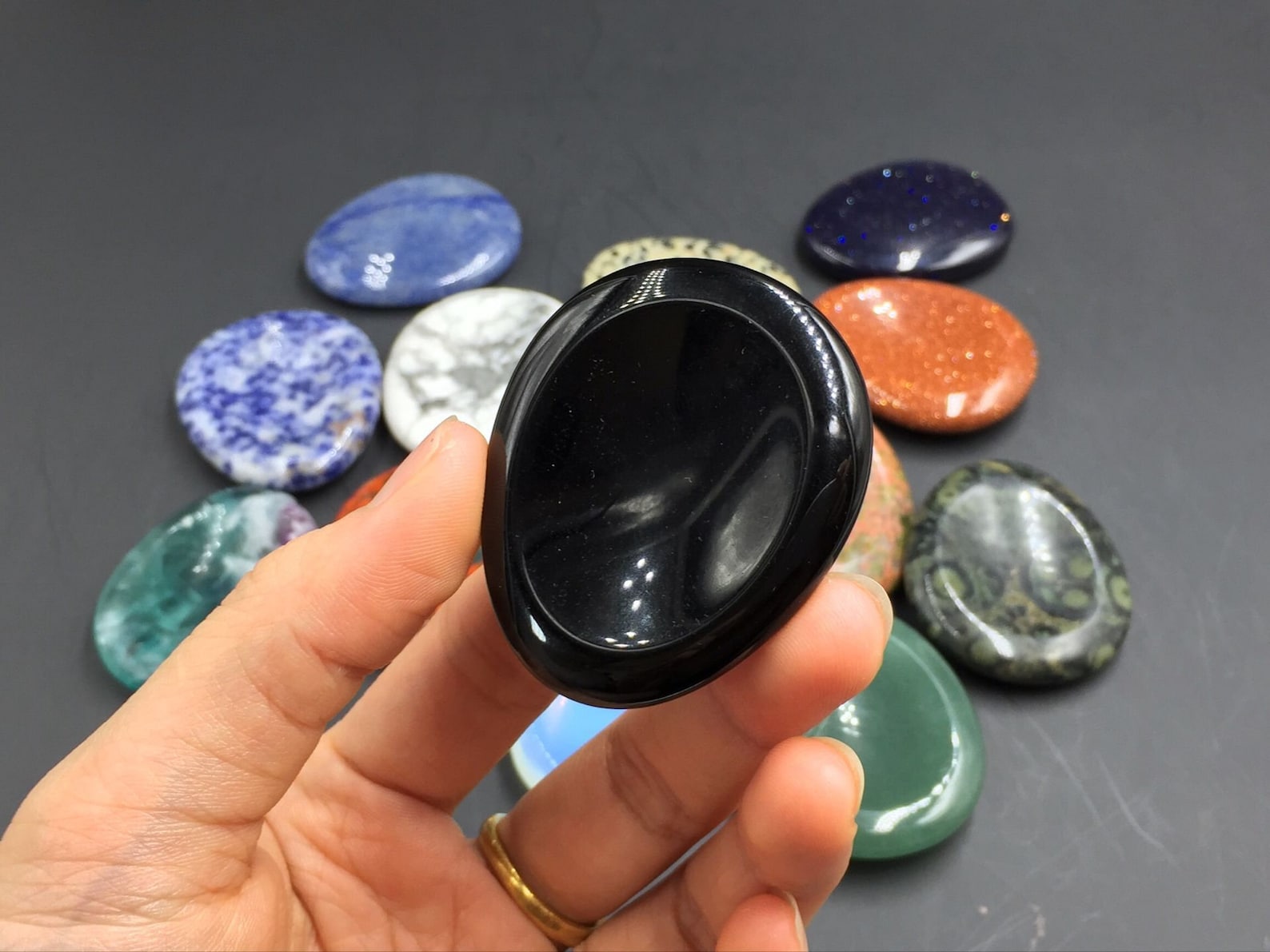 Healing Crystal Worry Stone Pocket Palm Stone Stress Relief Gemstone ...