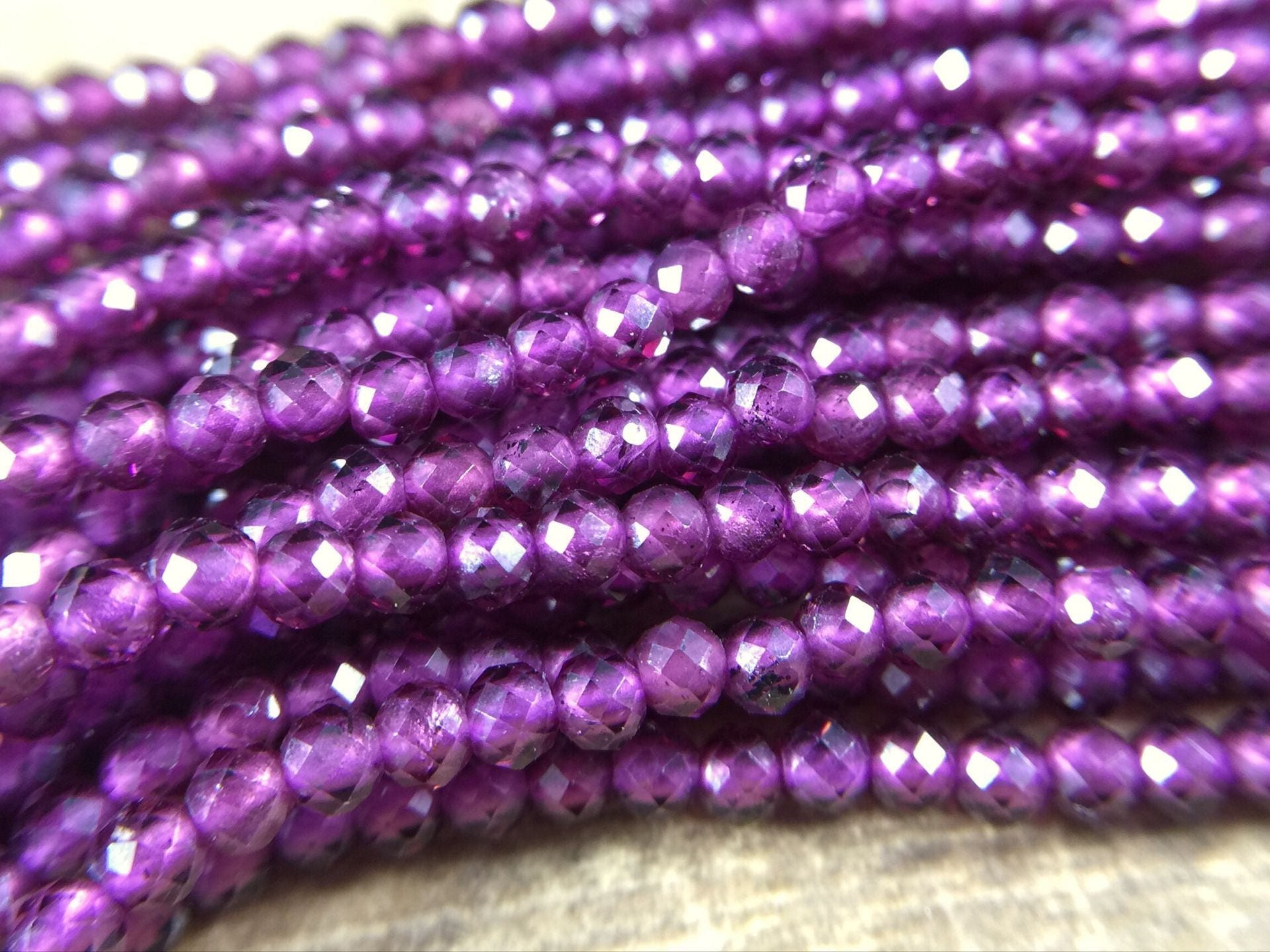3mm Purple Garnet Beads Micro Faceted Round Garnet Beads Natural Tiny ...