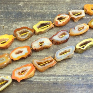 Yellow Agate Geode Slices Beads Drusy Agate Druzy Slice Connector ...