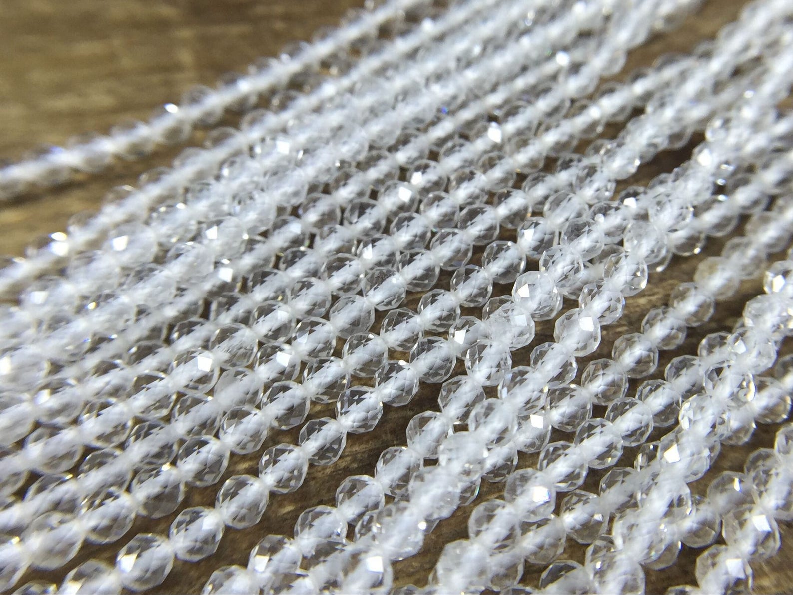 3mm Faceted Clear Quartz Micro Faceted Round Clear Quartz Crystal Beads ...