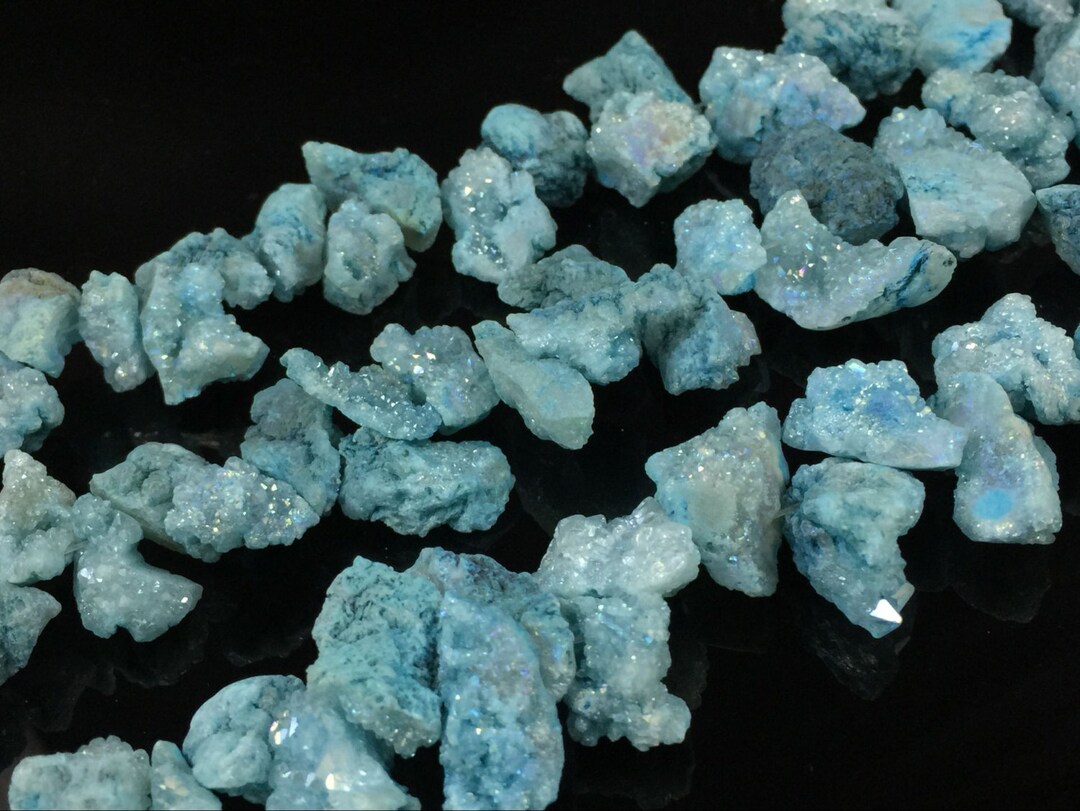 Light Blue Druzy Geode Beads Blue Quartz Druzy Nugget Beads - Etsy