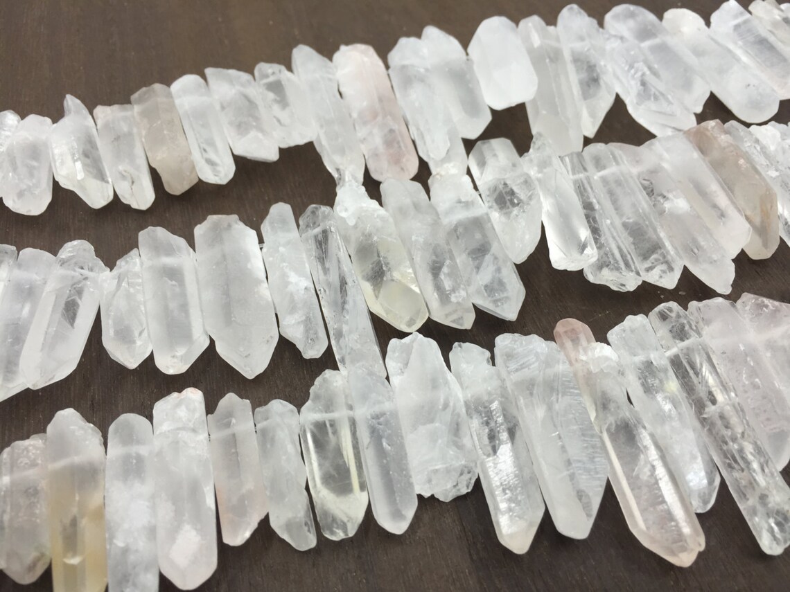 Rough Clear Quartz Crystal Point Beads Raw Quartz Points Crystal Top ...