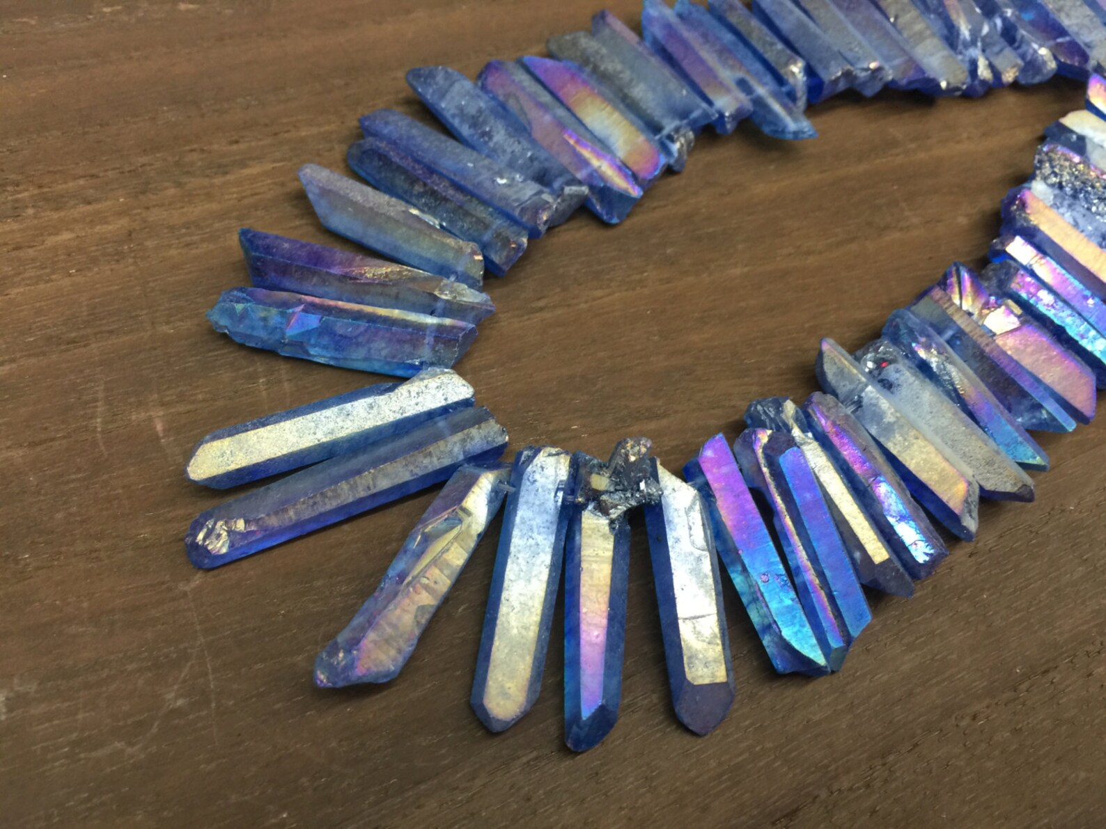 Matte Blue Crystal Point Beads Rainbow Quartz Raw Quartz Point | Etsy