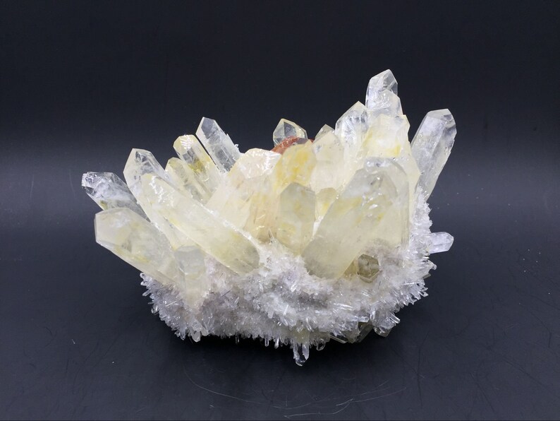 1.65lbs Large Yellow Quartz Cluster With Orange Phantom Quartz Point ...