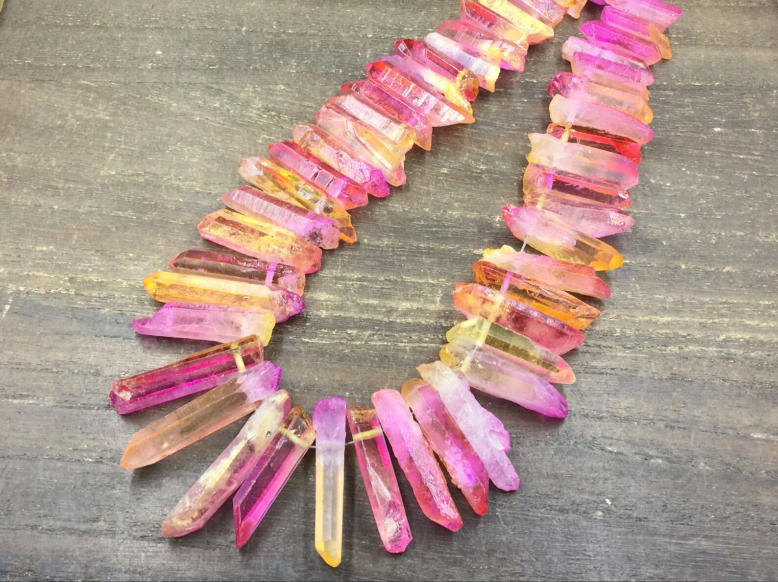 Double Color Pink&yellow Crystal Quartz Points Raw Yellow Quartz Pink ...