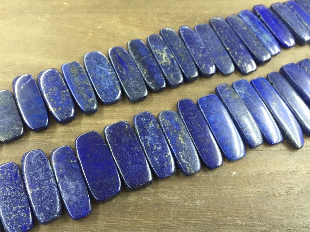 Lapis Slice Bar Beads Graduated Lapis Point Beads Natural Lapis Lazuli ...