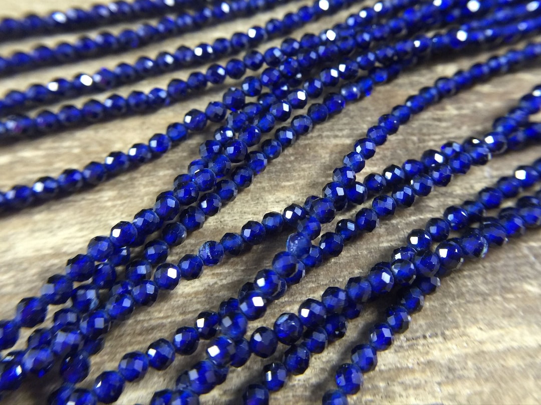 3mm Micro Faceted Round Sapphire Beads Lab-made/synthetic Blue Sapphire ...