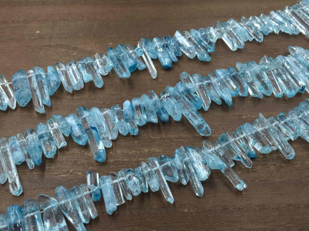 Tiny Blue Crystal Points Polished Crystal Quartz Point Beads Raw ...