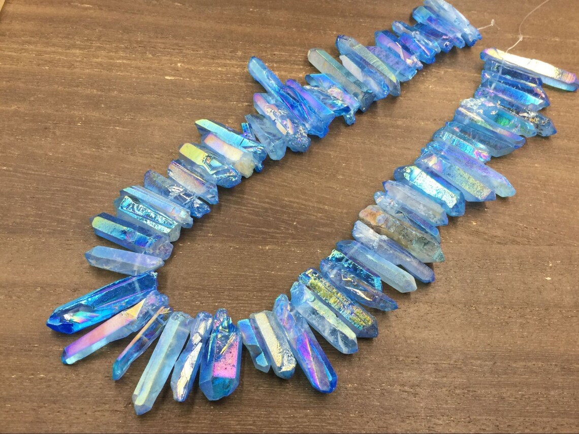 Aura Quartz Points Sky Blue Crystal Points Raw Rough Crystal - Etsy