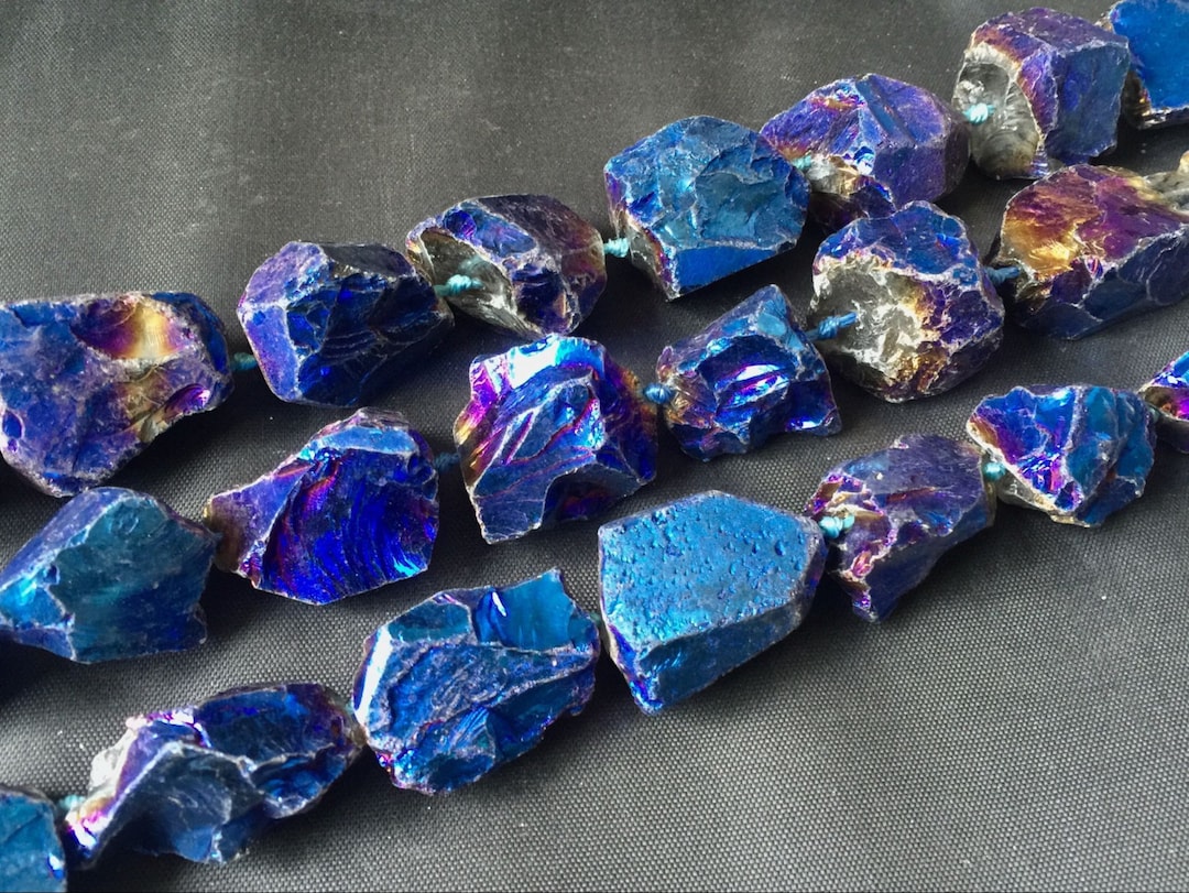 Titanium Blue Quartz Nuggets Large Raw Quartz Crystal Stone Beads Point ...