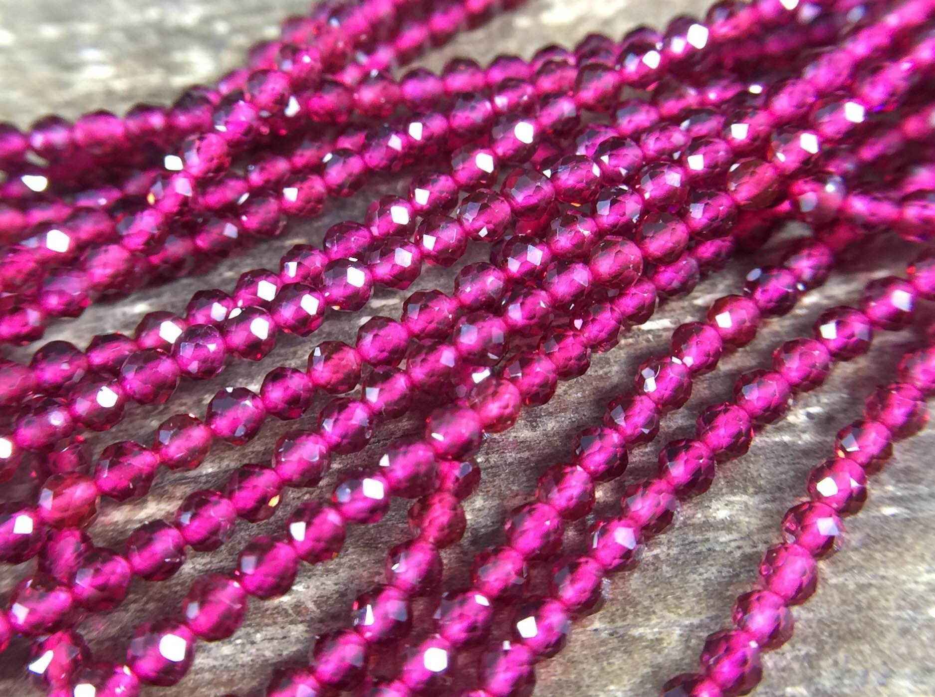 2mm Faceted Ruby Beads Micro Faceted Round Ruby Beads Lab-made ...