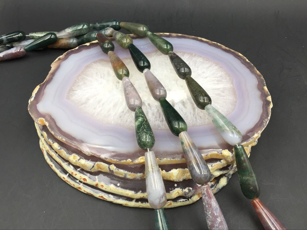 Indian Agate Teardrop Beads Vertical Drilled Teardrop Fancy Jasper ...