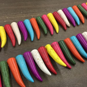 Colorful Turquoise Horn Beads Howlite Tusk Point Turquoise Spike Beads ...