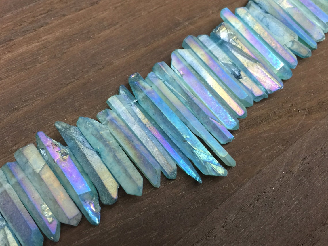 AB Crystal Points Matte Blue Quartz Points Graduated Titanium | Etsy