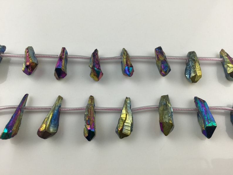 Rainbow Crystal Quartz Point Beads Titanium Metalic Crystal Points Top ...