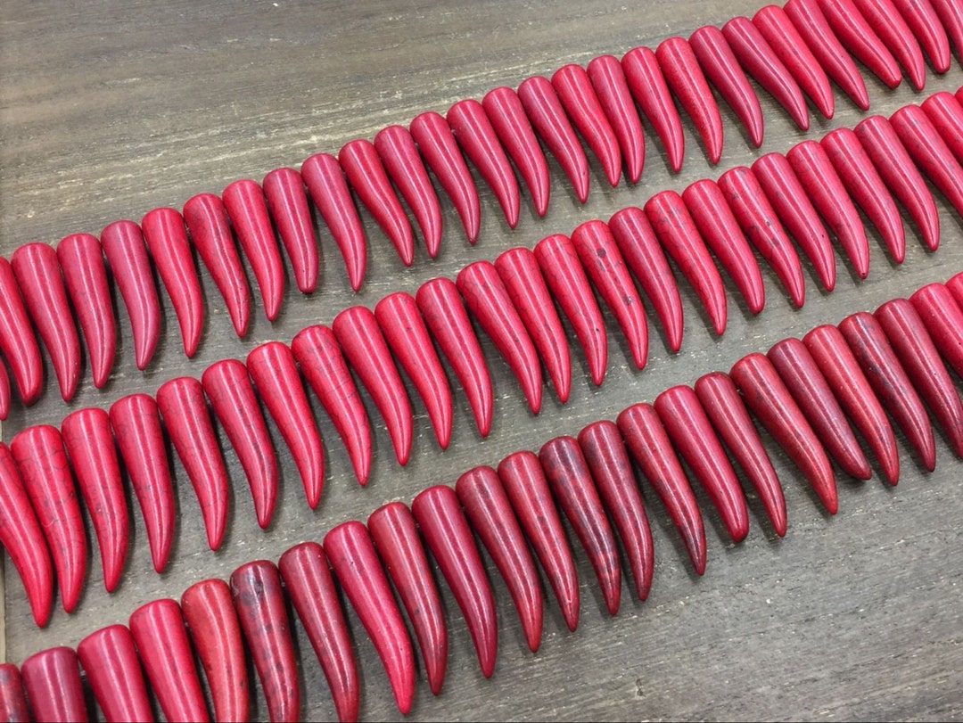 Red Howlite Horn Beads Howlite Tusk Point Claw Horn Tooth Spike Bead ...