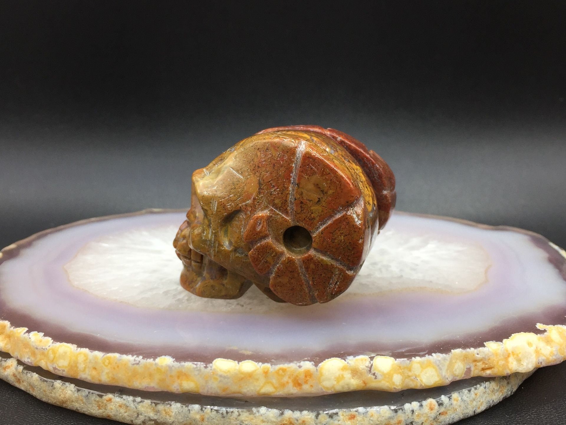 Ocean Jasper Skull With Horns Realistic Demon Skull Carving | Etsy