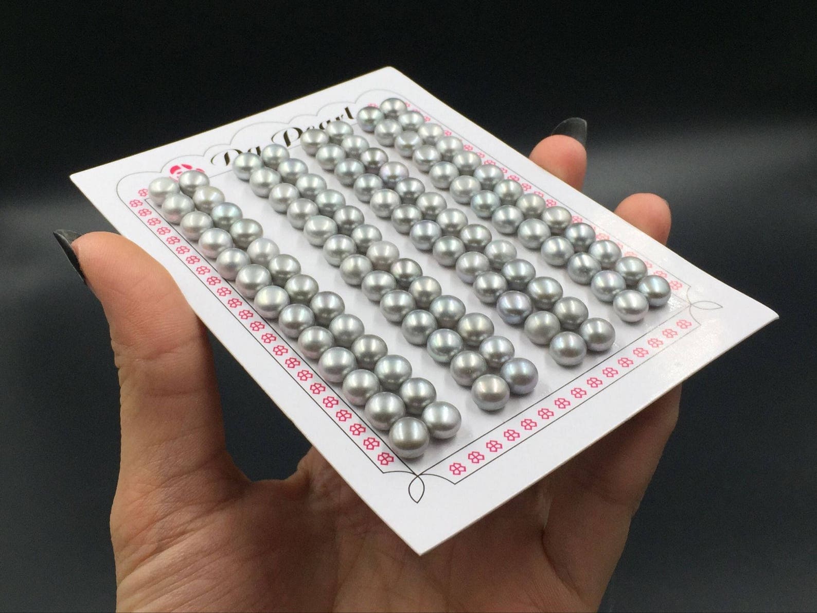 6.0-6.5mm Silver Pearls Button Pearls Half Drilled Pearls Genuine Freshwater Pearl Cabochons for ...