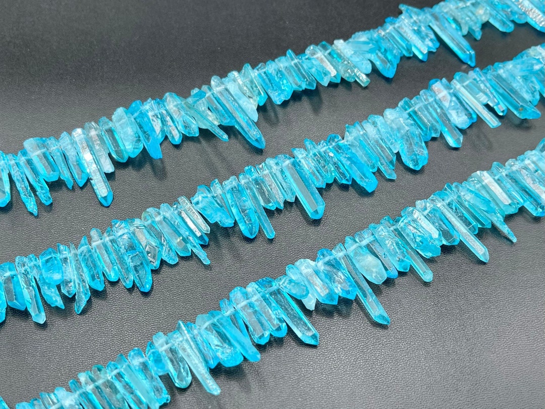 Tiny Crystal Points Raw Light Blue Quartz Points Matte Blue Quartz ...