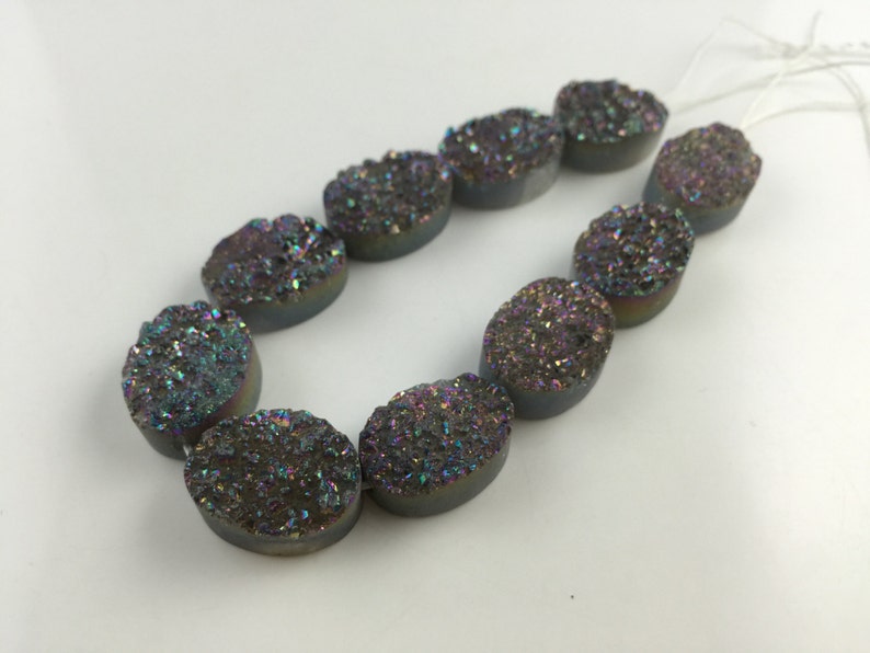 10pcs Oval Druzy agate beads Cabochon Titanium Druzy drusy | Etsy