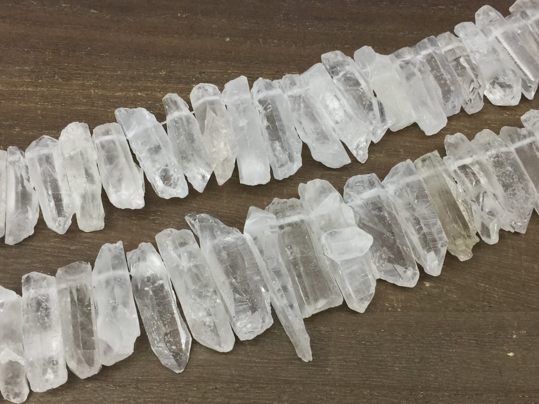 Raw Clear Quartz Crystal Point Beads Rough Crystal Quartz Points Top ...