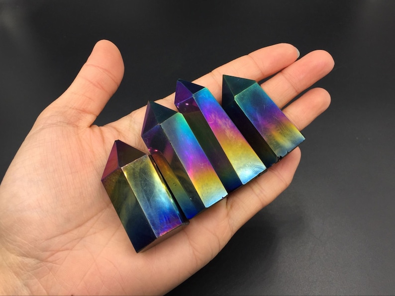 Titanium Flame Aura Quartz Crystal Tower Point Titanium | Etsy