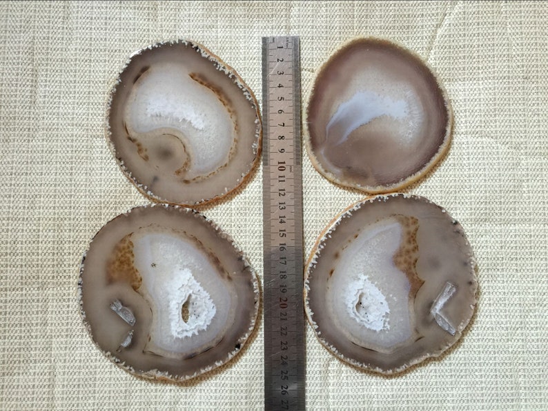 Raw Agate Coasters set of 4pieces Gray Agate Quartz Geode | Etsy