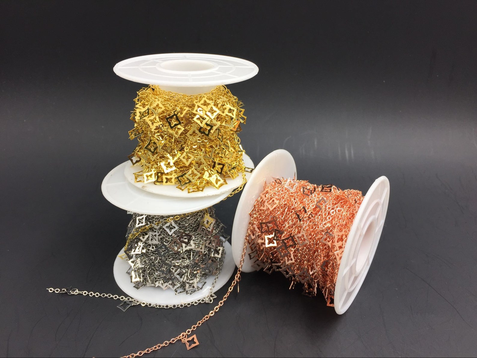 Square Drop Chains Four Point Star Chain Dangling Charms Chain | Etsy