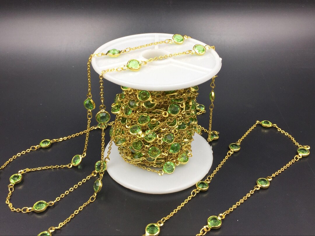 10ft Light Green Glass Station Connector Chain 6mm Transparent Glass ...