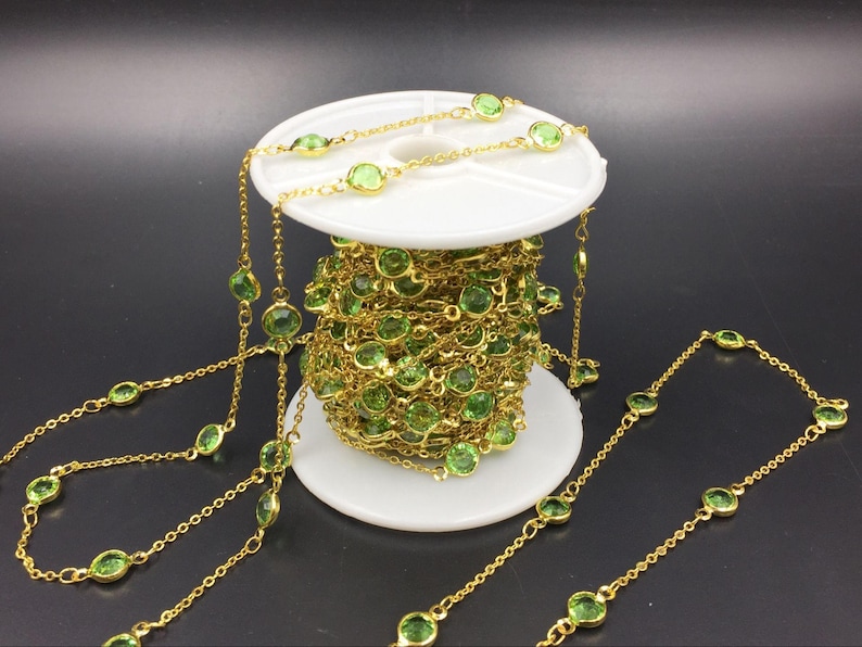 10ft Light Green Glass Station Connector Chain 6mm Transparent Glass ...