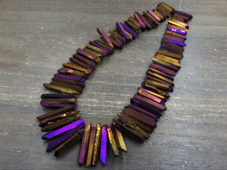 Titanium Purple&gold Crystal Points Raw Crystal Quartz Point | Etsy