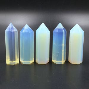 1.8" Opalite Tower Point Wand Opalite Quartz Crystal Obelisk Standing Point Meditation Tool ...